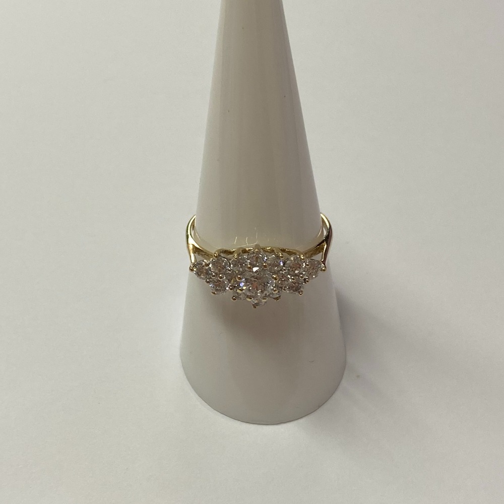 9ct Gold CZ Boat Cluster Ring - Own4Less